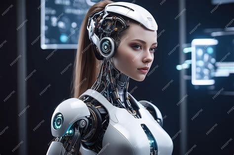 Premium Photo Portrait Of Female Robot With Artificial Intelligence