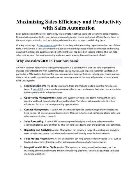 Ppt Maximizing Sales Efficiency And Productivity With Sales Automation Powerpoint