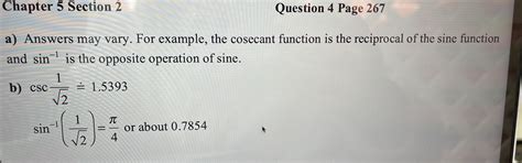 Solved A Answers May Vary For Example The Cosecant