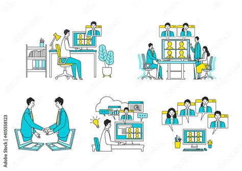 Telecommuting Concept Vector Illustration Of People Having Communication Via Telecommuting