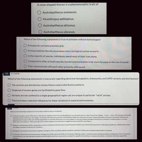 Solved A Cone Shaped Thorax Is A Plesiomorphic Trait Of