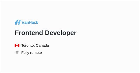 Frontend Developer Vanhack