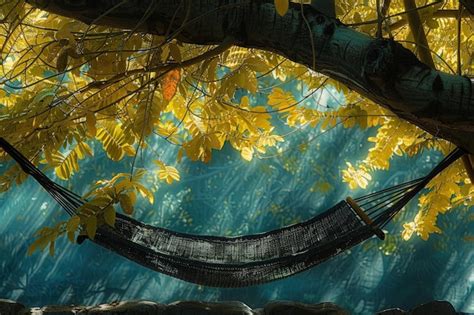 Premium Photo A Hammock Hanging From A Tree With Yellow Leaves Premium Photo A Hammock Hanging From A Tree With Yellow Leaves