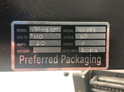 2002 Preferred Packaging Systems Pp43st One Step Shrink Wrap Machine S