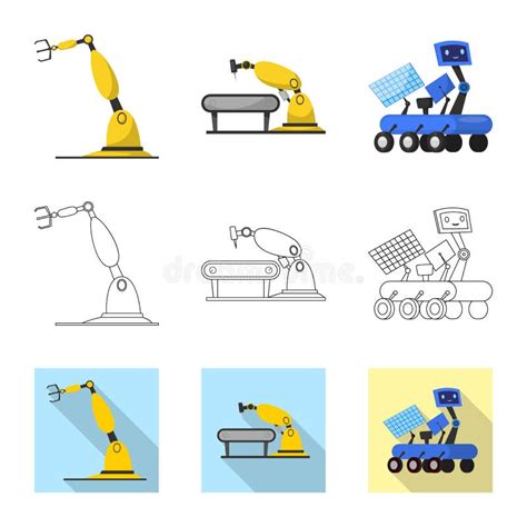 Isolated Object Of Robot And Factory Logo Set Of Robot And Space Vector Icon For Stock Stock