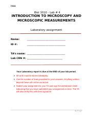 Lab Intro To Microscopy Lab Assignment F Updated Docx F Biol Lab