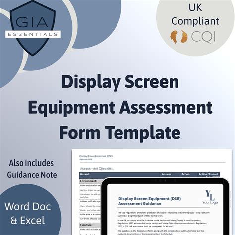 Dse Assessment Checklist Uk Display Screen Equipment Form For