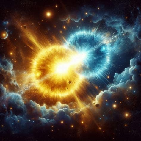 stellar collision an illustration of two stars colliding in a cosmic