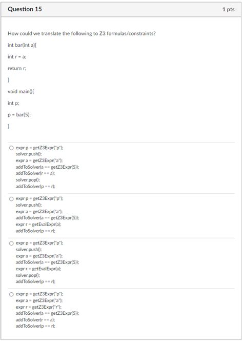 Solved This Quiz Focuses On Predicate Logic And Z3 Formulas