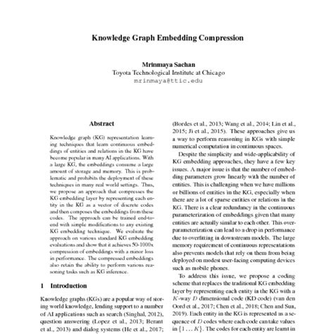Knowledge Graph Embedding Compression Acl Anthology