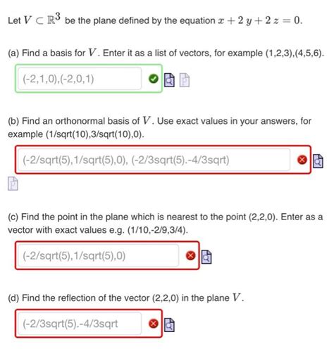 Solved Let VR Be The Plane Defined By The Equation Chegg