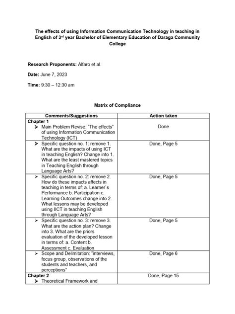 Matrix Of Compliance Pdf