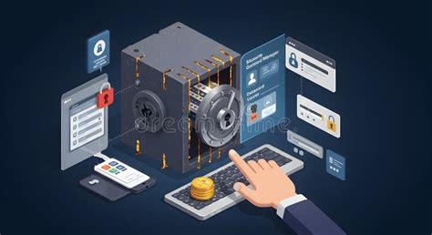 Isometric Secure Data Storage Illustration With Strong Authentication Methods Stock Illustration