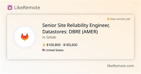 📩 Senior Site Reliability Engineer Datastores Dbre Amer At 🏢 Gitlab