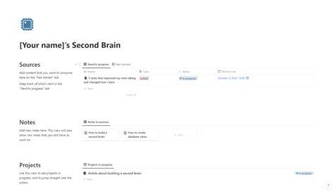 Notion Template Second Brain Social Media Template