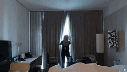 Girl Doing Curtain Opening GIF GIFDB Com