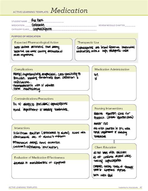 Cefazolin Medication Template Active Learning Module Details Studocu