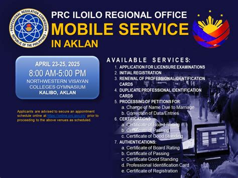 Prc Regional Office Vi Iloilo City Prc Ro6 Mobile Service In Kalibo Aklan The Professional