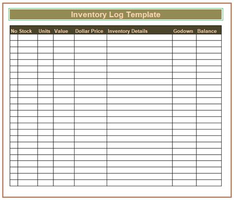 Inventory Log Templates Free Printable Word Excel PDF Formats Samples Examples Forms