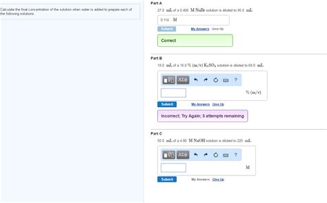 Solved Calculate The Final Concentration Of The Solution