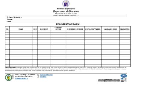 Registration Form No Name Sex Position School Office Schools