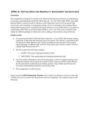 SPSS Homework Variability Assignment Instructions SPSS HOMEWORK VARIABILITY ASSIGNMENT Studocu