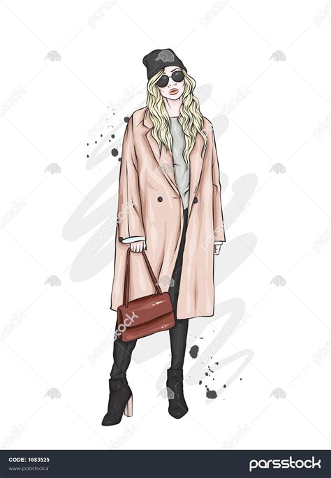 دختر زیبا قد بلند و لاغر اندام با کت شلوار عینک و کلاه شیک زن شیک پوش