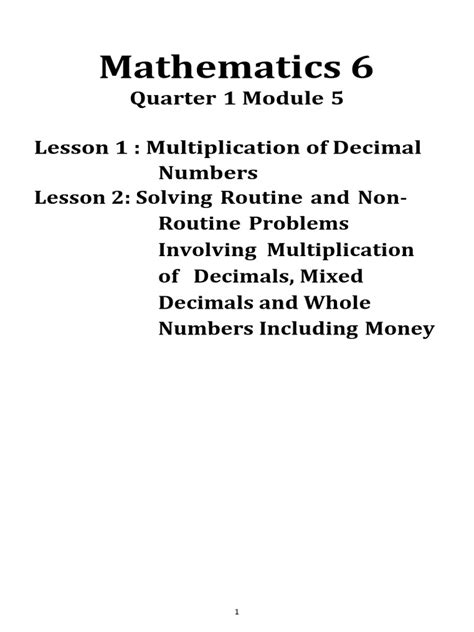 Mathematics Week 5 And 6 Pdf Multiplication Mathematical Notation