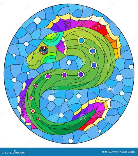 Illustration En Vitrail Avec Un Scalaire De Poisson Arc En Ciel