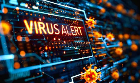 Virus Alert Warning On A Digital Screen With Global Network Connections And Data Flow Concept