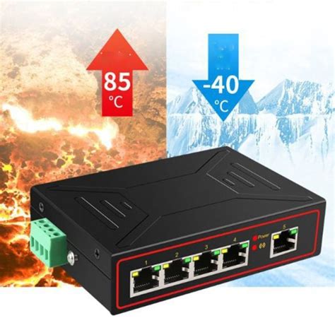 5 Port Industrial Lan Network Switch Loop Alarm Din Rail Type High And Low Temperature Resist