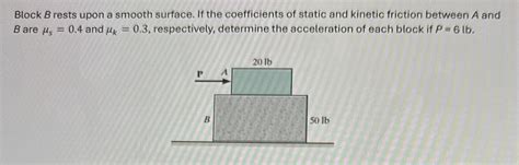 Solved Block B Rests Upon A Smooth Surface If The Chegg Com