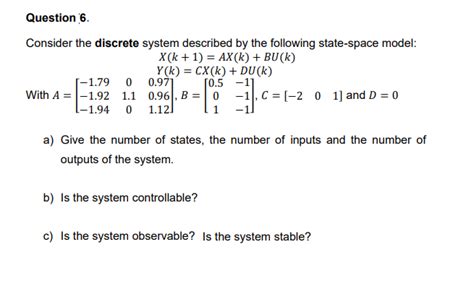 solved consider the discrete system described by the