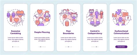 Premium Vector 2d Icons Representing Codependent Relationship Mobile App Screen Set