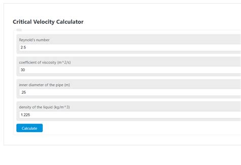 Critical Velocity Calculator Calculator Academy