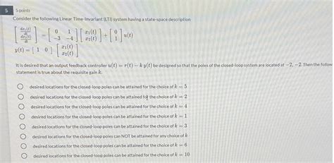 Solved 5 5 Points Consider The Following Linear
