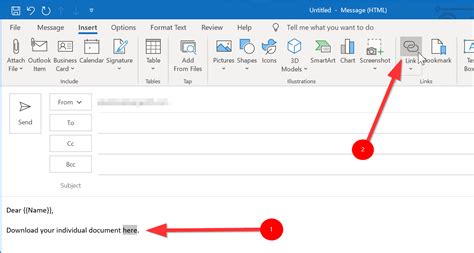 how do i add a personalized clickable unique link to a mail merge