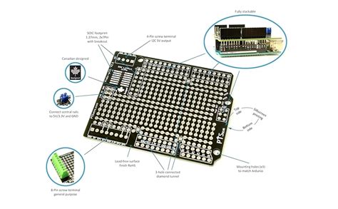 Ptsolns Prototype Pcb Microcontroller Shield For Arduino Uno Proto Shield Basic Amazonca