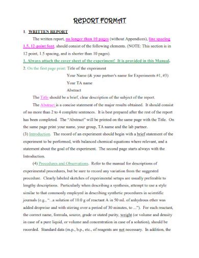 FREE Report Format Samples To Download