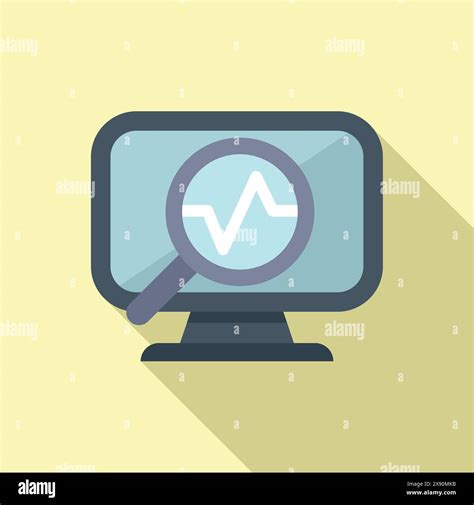 Vector Illustration Representing Computer Diagnostics With A Magnifying Glass Icon And A Monitor