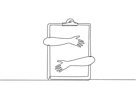 Premium Vector Single One Line Drawing Of Hands Hugging Clipboard