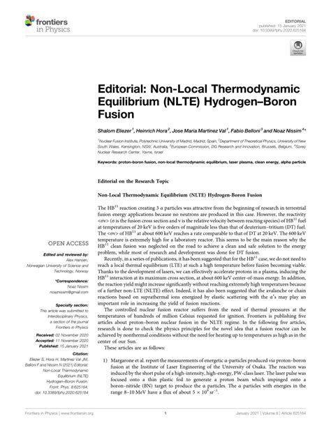 Pdf Editorial Non Local Thermodynamic Equilibrium Nlte Hydrogen