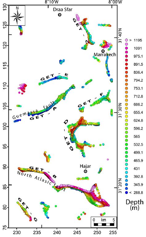 euler deconvolution of the gravity data indicating the euler solutions