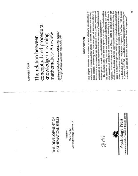 Pdf The Relation Between Conceptual And Procedural Knowledge In