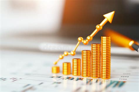 Stacked Gold Coins Illustrate A Rising Financial Trend Complemented By An Upward Arrow