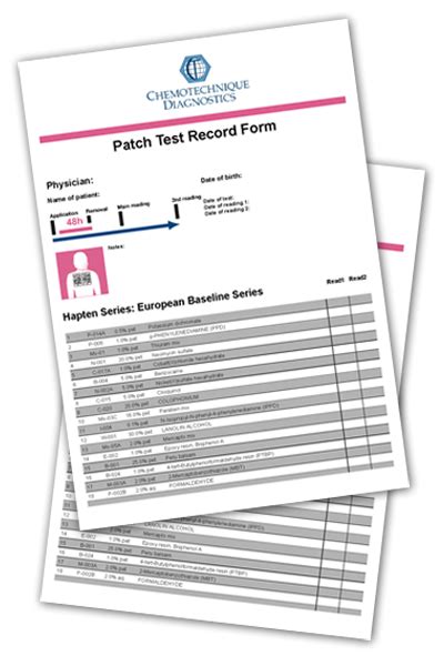 Patch Test Record Form Chemotechnique Diagnostics