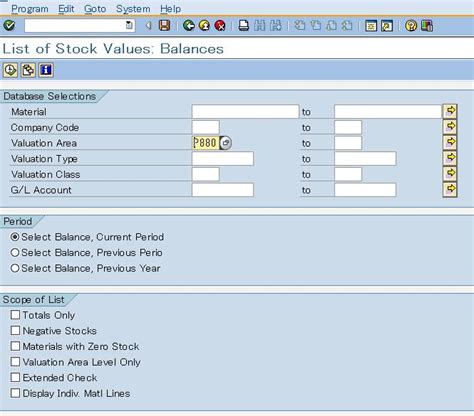 Mysapplanet Sap Mb5l Procedure Display Inventory Quantity And Value List