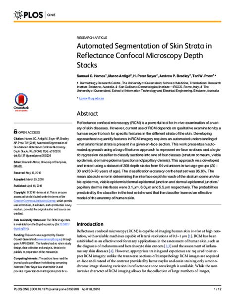Pdf Automated Segmentation Of Skin Strata In Reflectance Confocal