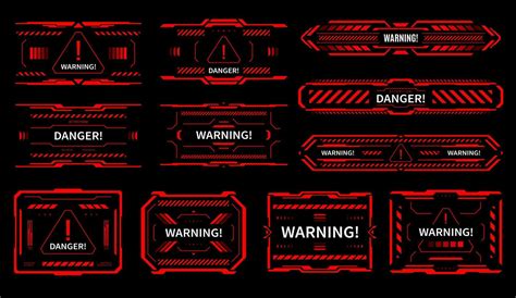 Hud Danger And Alert Attention Red Interface Signs 23527463 Vector Art At Vecteezy