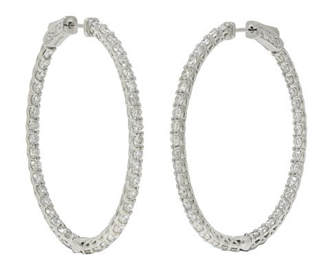 Contemporary 501 Ctw Diamond 14 Karat White Gold Inside Outside Hoop